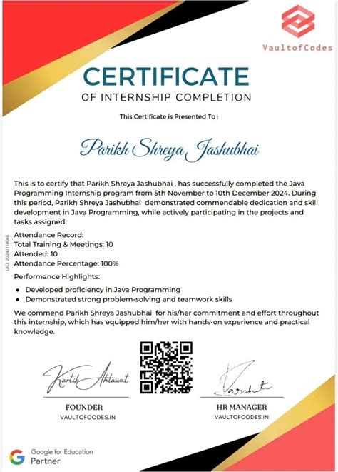 Shreya Parikh On Linkedin Javaprogramming Trainingandinternship Achievement Grateful 46