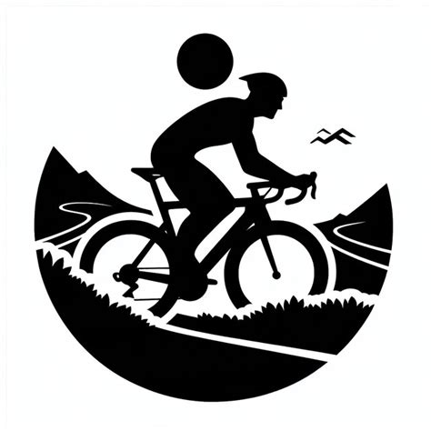 A Racer Is Riding A Bicycle On A Hilly Road Silhouette Vector Art