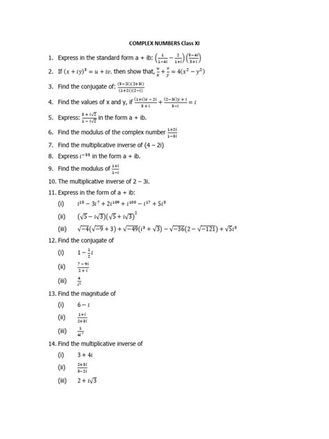 2728859 Complex Numbers Class Xisanjeet Pdf Complex Number