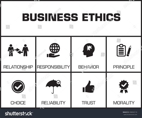 Business Ethics Chart Keywords Icons Stock Vector Royalty Free 498044110
