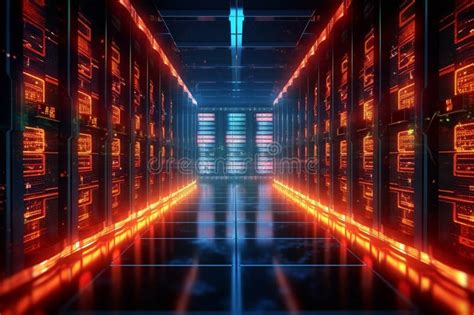 Server Room Data Center 3d Rendering Toned Image Double Exposure Stock Illustration