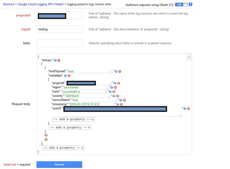 Unsupported Service Specified Invalid Argument From Google Cloud Logging Api Stack