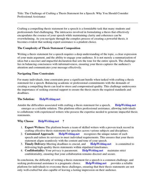 Thesis Statement For A Speech Generator Pdf Essays Thesis