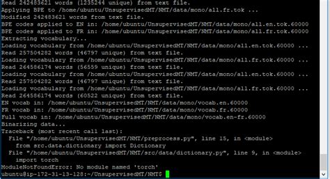 No Module Named Torch · Issue 31 · Facebookresearchunsupervisedmt