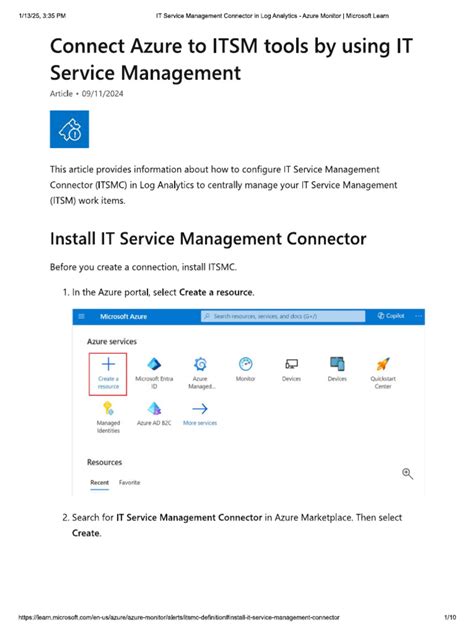 Azure Itsm Integration Mini Project Pdf