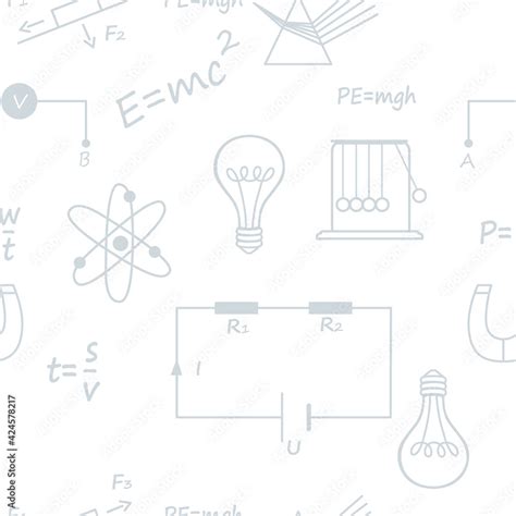 Seamless Pattern Outline Style Physics Science Icons Courses Online Education Concept Or School