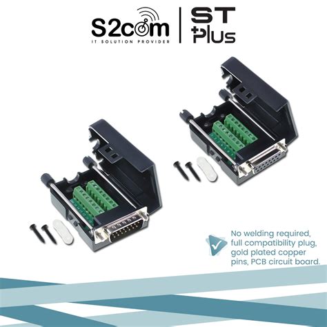 Db15 D Sub Female And Male 15 Pin Plug Breakout Terminals Board Nut Connector Shopee Malaysia