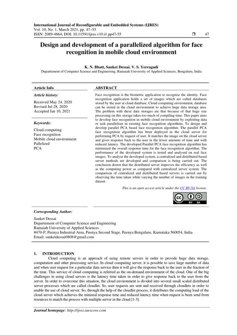 Pdf Design And Development Of A Parallelized Algorithm For Face Recognition In Mobile Cloud