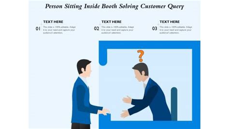 person sitting inside booth solving customer query powerpoint templates