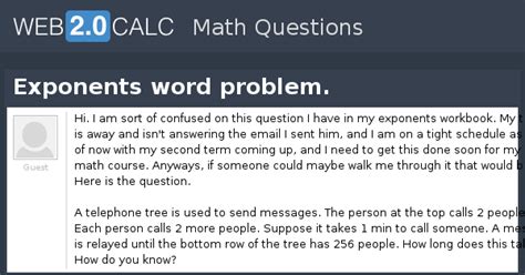 View Question Exponents Word Problem