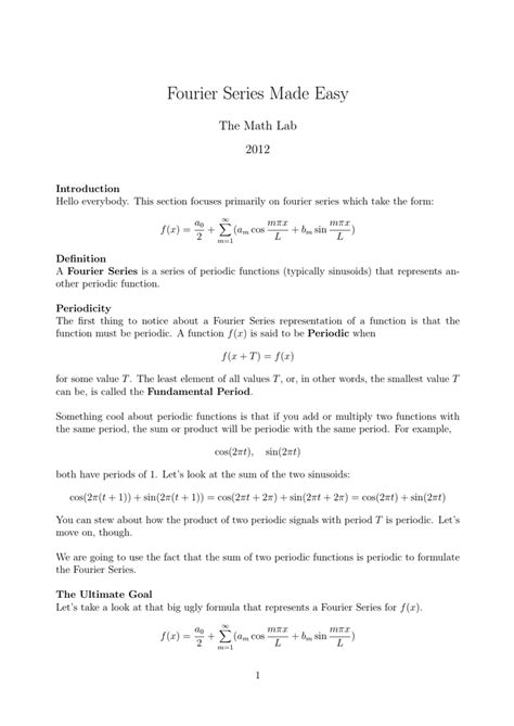 Fourier Series Made Easy