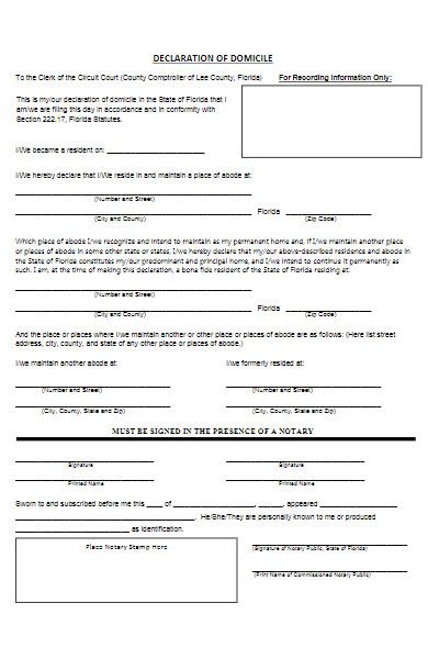 Free 40 Residency Declaration Forms Download How To Create Guide Tips