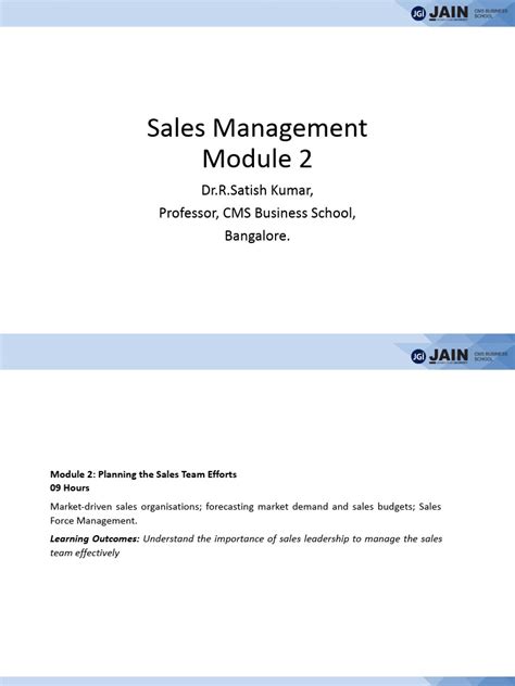 Sales Management Module 2 Pdf Forecasting Sales