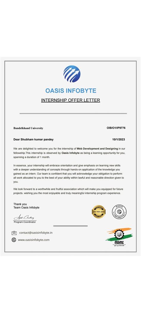 Shubham Pandey On Linkedin Oasisinfobyte Webdevelopment Webdesign Webdeveloper