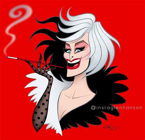 Glenn Close As Cruella DeVil By Glen Hanson Disney Villains Art Cruella Disney Villians