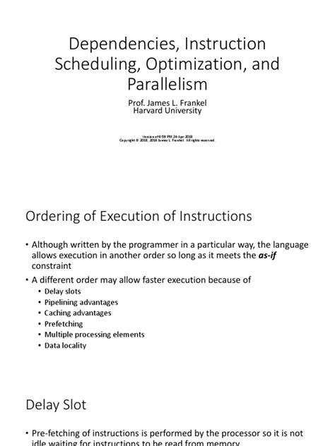 Dependencies Instruction Scheduling Optimization And Parallelism