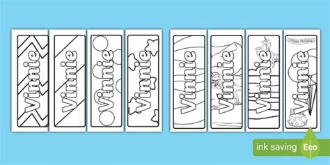 Vinnie Name Simple Colouring Bookmarks Twinkl Ks1