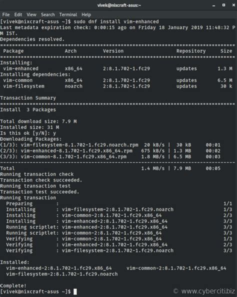 How To Install Vim Enhanced On Fedora Linux Nixcraft