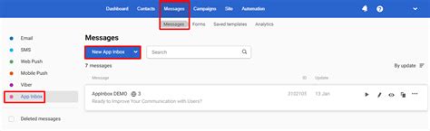 creating app inbox messages
