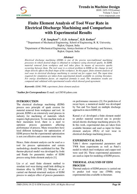 Pdf Finite Element Analysis Of Tool Wear Rate In Electrical Discharge