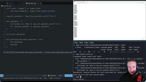 advent of code 2022 day 1 python youtube