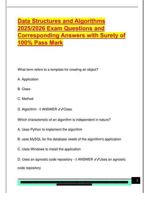 Data Structures And Algorithms 20252026 Exam Questions And