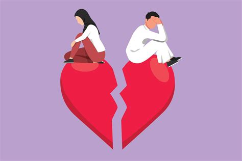Graphic Flat Design Drawing Relationship Break Up Broken Heart Couple
