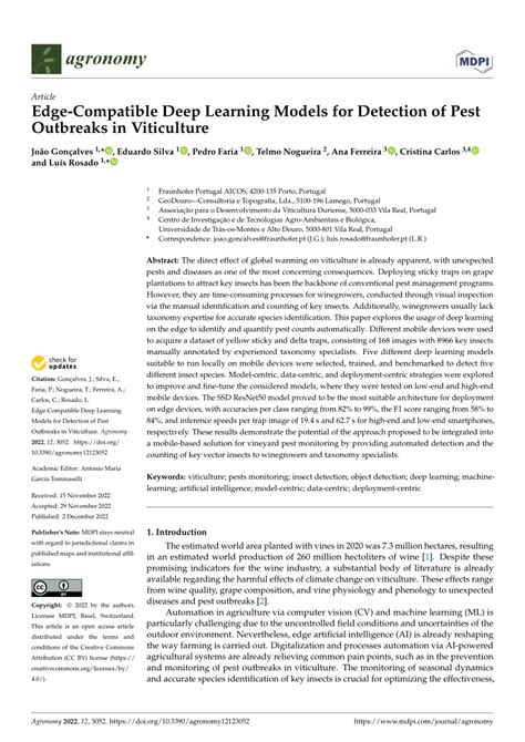 Pdf Edge Compatible Deep Learning Models For Detection Of Pest