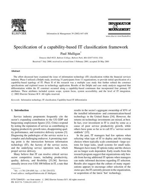 Pdf Specification Of A Capability Based It Classification Framework Dokumen Tips