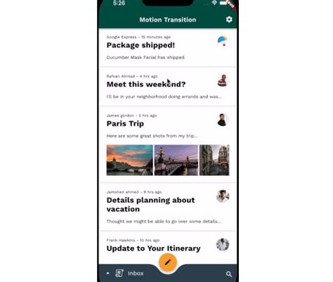 a set of transition patterns within the animations package using flutter