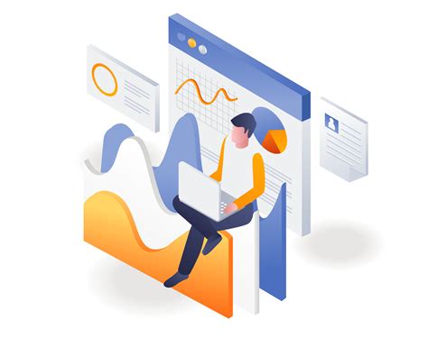 man analyzing data with laptop 4689141 vector art at vecteezy