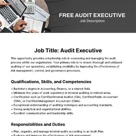 Free Audit Executive Job Description Template To Edit Online