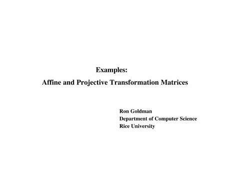 Pdf Examples Affine And Projective Transformation Matrices Dokumentips
