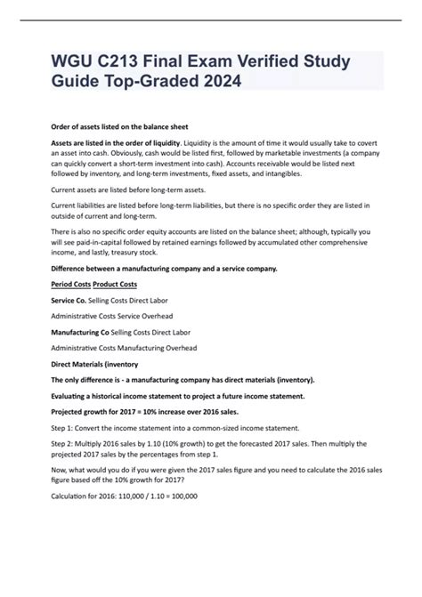WGU C Final Exam Verified Study Guide Top Graded WGU C Stuvia US