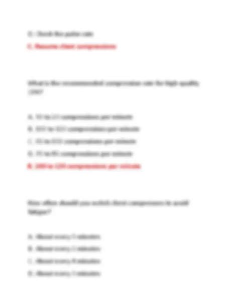 Acls Self Assessment Pre Course Test Multiple Choice Questions And