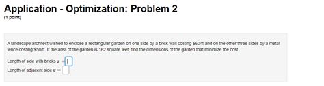 solved application optimization problem 2 1 point a