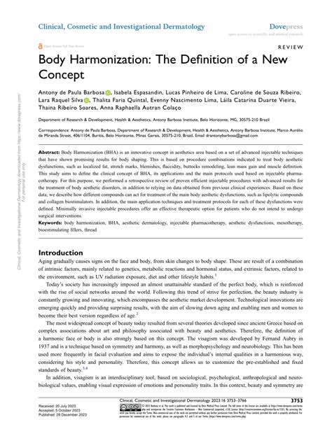 Pdf Body Harmonization The Definition Of A New Concept