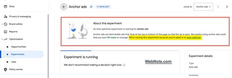 why and how to disable auto optimize experiments in adsense webnots