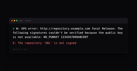 How To Fix E The Repository Url Is Not Signed In Apt Deverrors