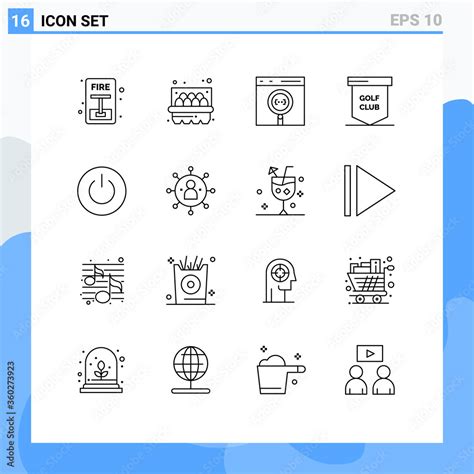 Group Of 16 Modern Outlines Set For Interface Sport Browser Golf Club Game Stock Vector