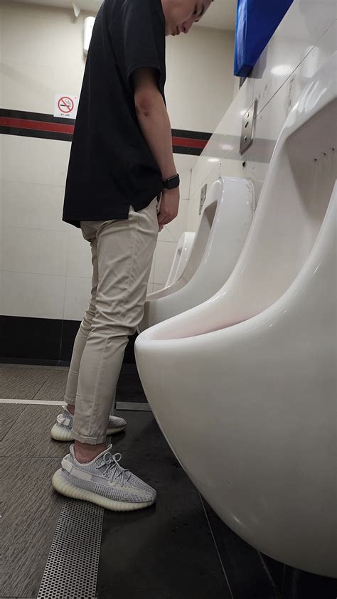 Spying A Handsome Chinese Guy Pissing With White Dick
