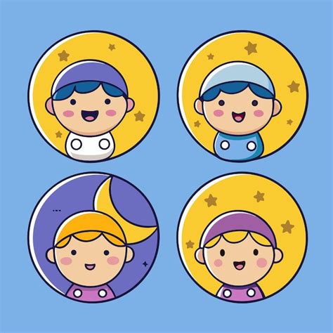 귀여운 스티커 프리미엄 Ai 생성 벡터