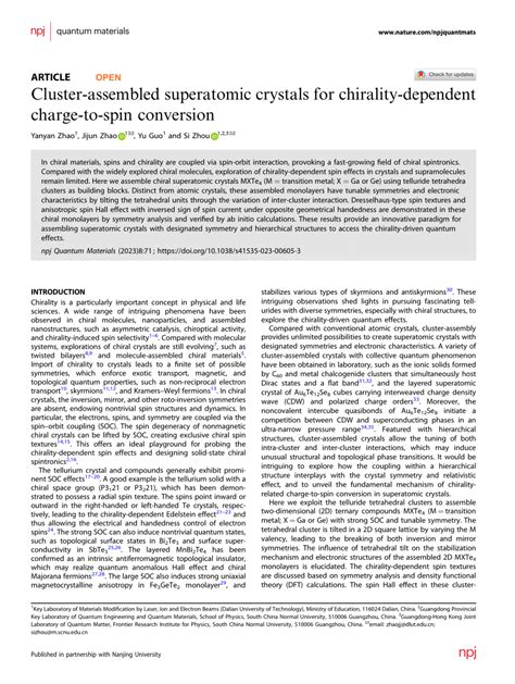 Pdf Cluster Assembled Superatomic Crystals For Chirality Dependent