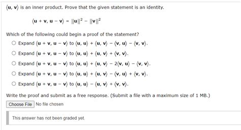 Solved U V Is An Inner Product Prove That The Given Chegg Com