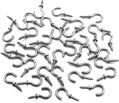 Idealsv 50 Pcs 304 Stainless Steel Screw Ceiling Hooks 7