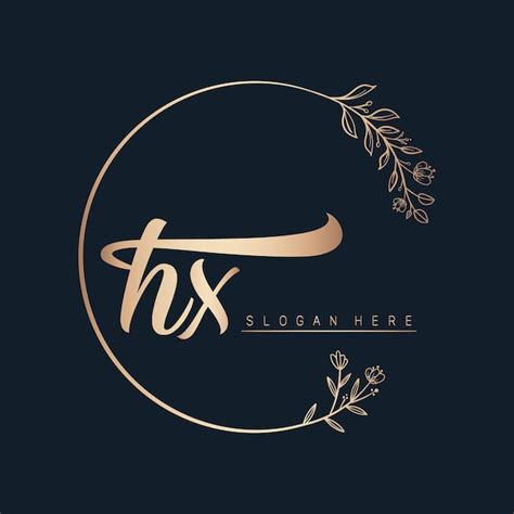 Premium Vector Hx Letter Logo Design With Circle In Gold Color Leaf And Flower