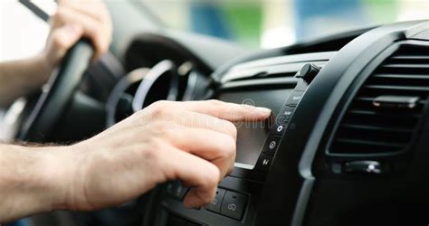 Man Using Gps Navigation System In Car To Travel Stock Image Image Of