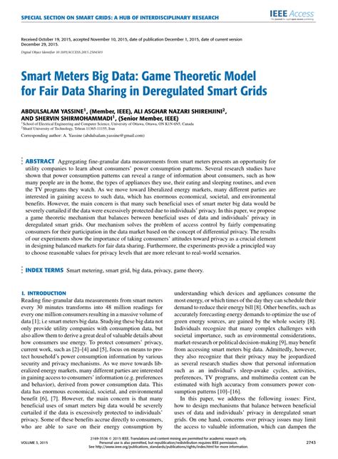 Pdf Smart Meters Big Data Game Theoretic Model For Fair Data Sharing In Deregulated Smart Grids