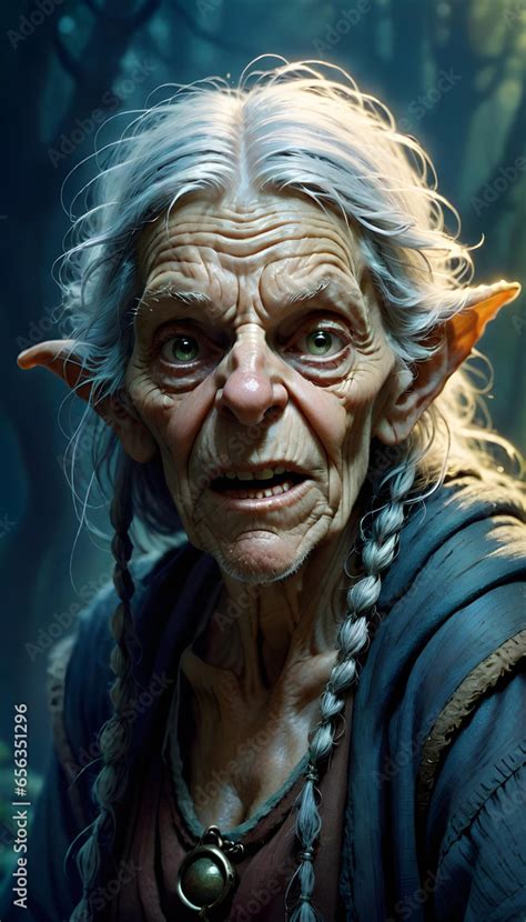 Ugly Old Witch In A Forest Fairy Tale Style Generative Ai Stock