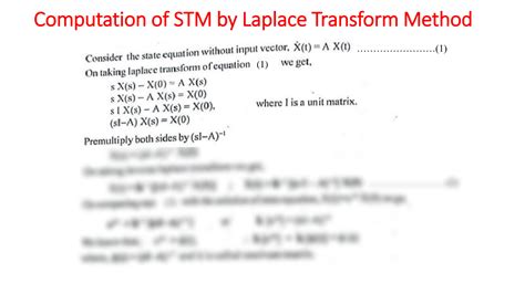 Solution Computation Of State Transfer Matrix By Laplace Transform